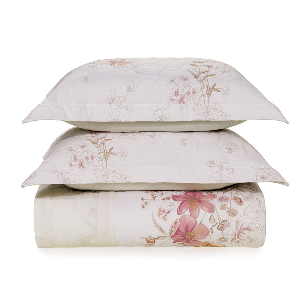 Jogo Colcha Queen 160 Fios Helena Estampado | Karsten