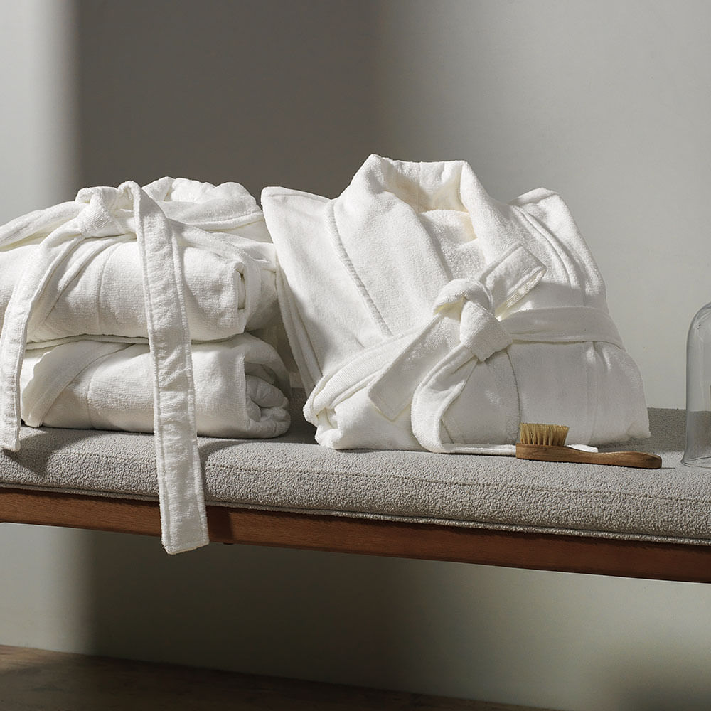 Roupão Fio Cardado 390g/m² Veluto Branco P | Karsten