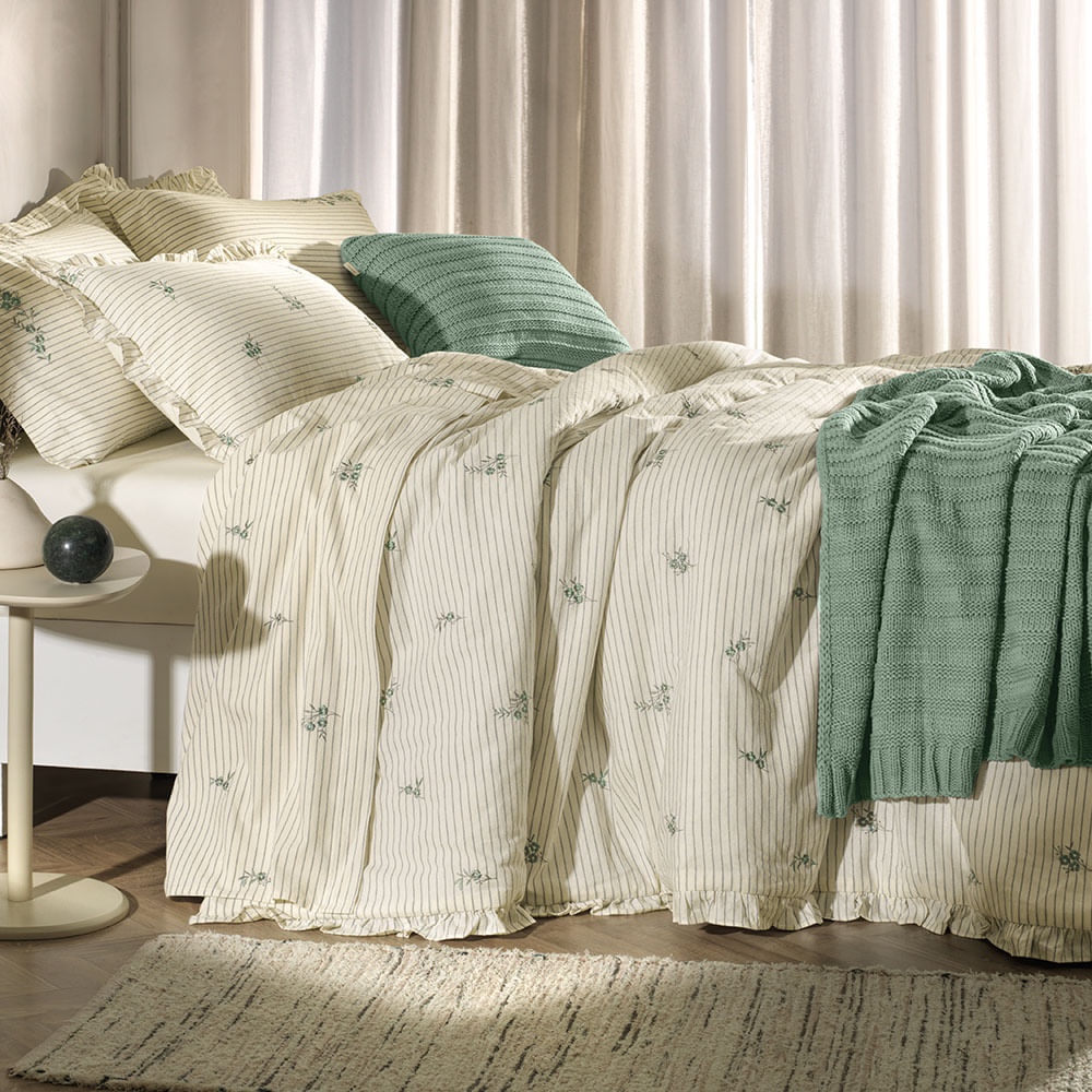 Colcha Queen 200 Fios com Bordado Elise | Karsten